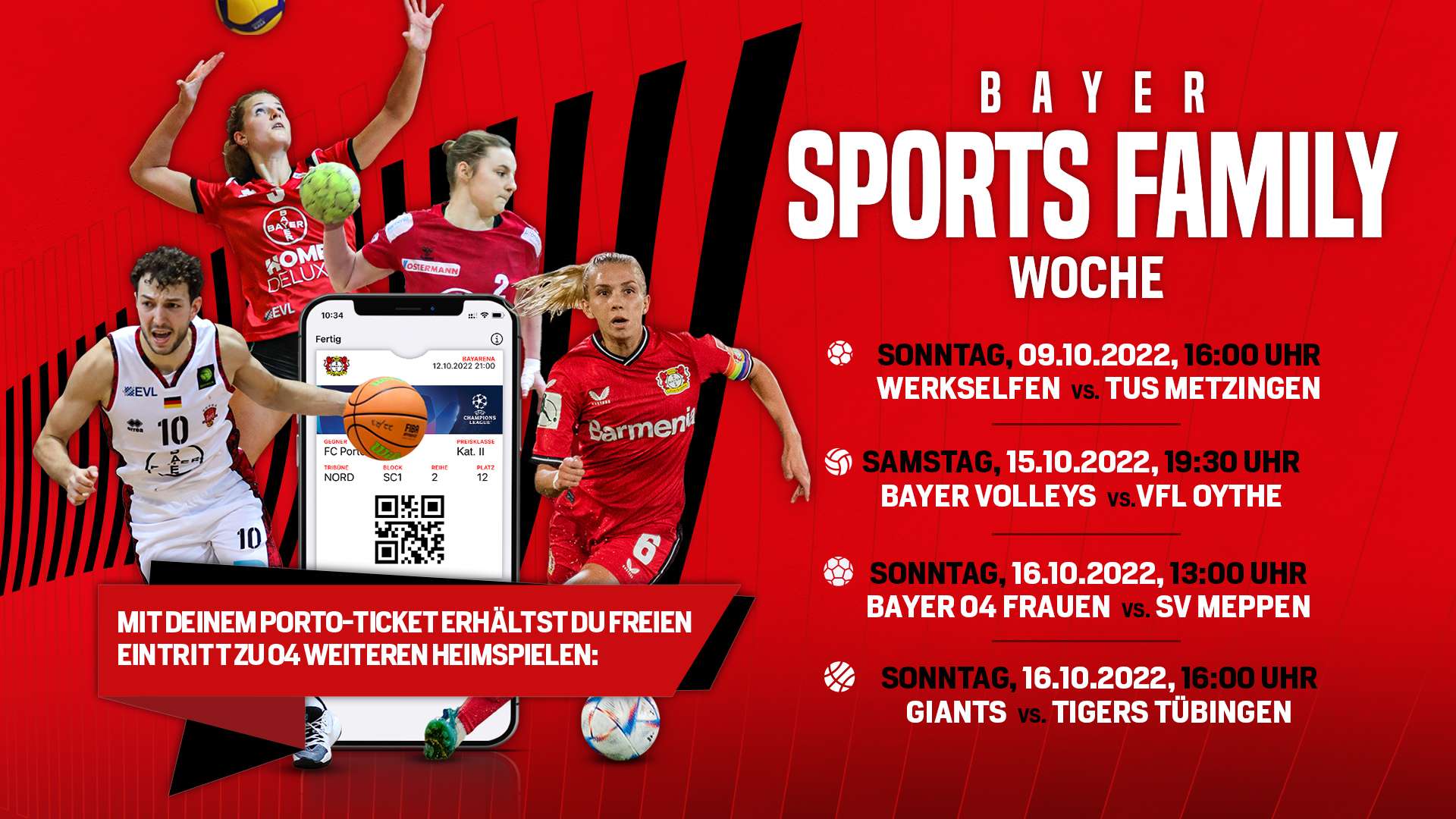 Bayer Sports Family-Woche: Ein Ticket, fünf Live-Sport-Events | Bayer04.de